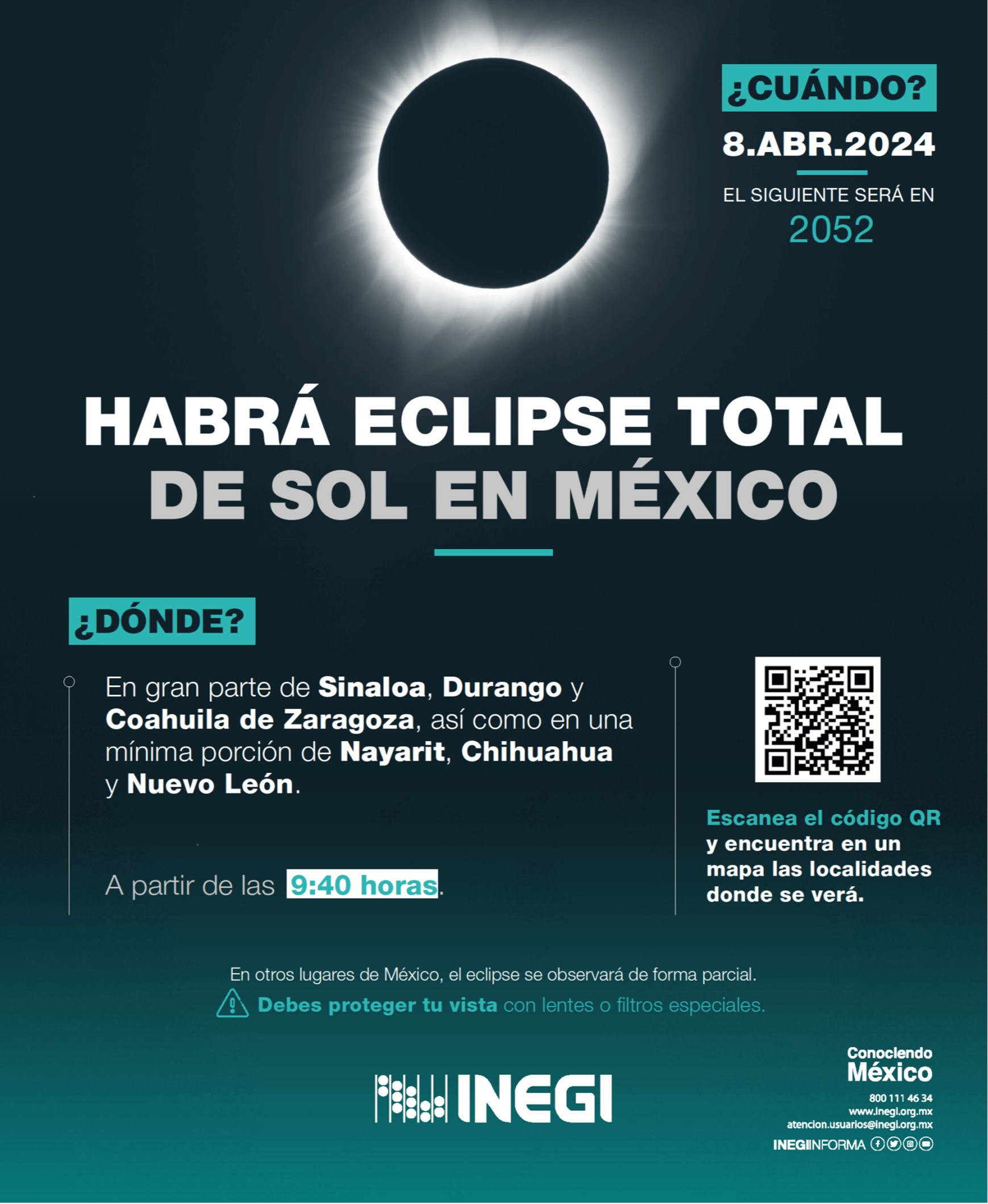Eclipse Total del Sol, 8 de abril de 2024 – Coordinación Universitaria de Observatorios (CUO)