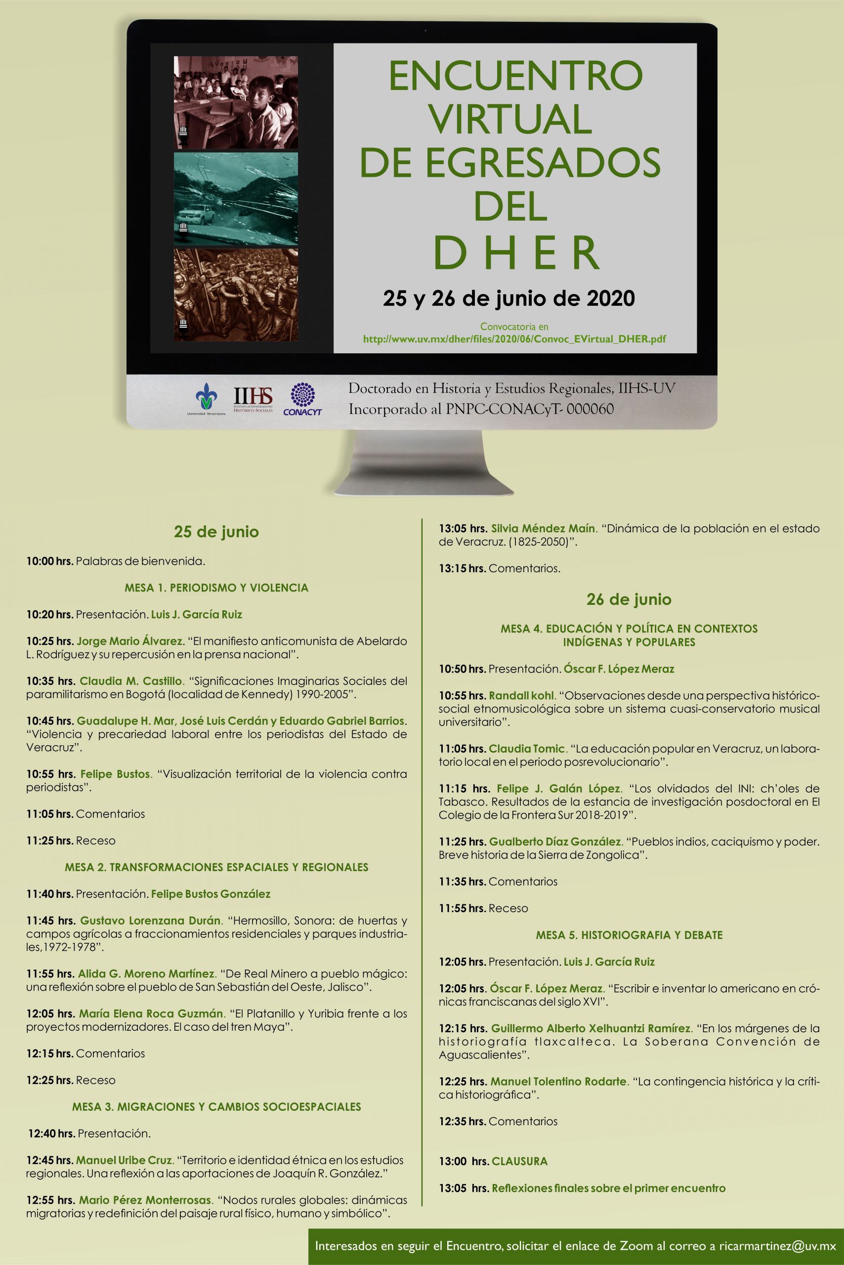 Programal Encuentro Virtual – Doctorado en Historia y Estudios Regionales (DHER)