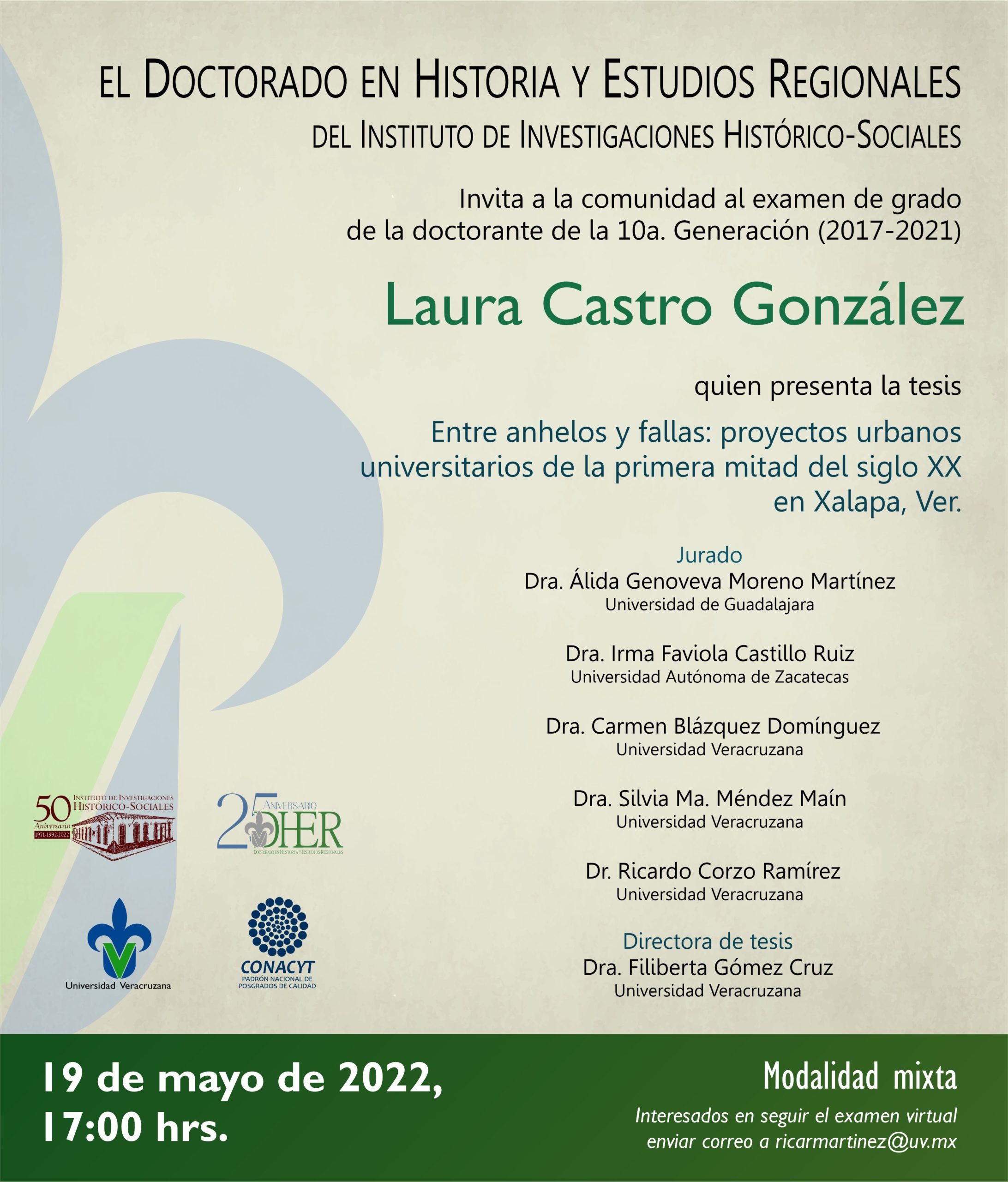 Cartel titulacion dher – Doctorado en Historia y Estudios Regionales (DHER)