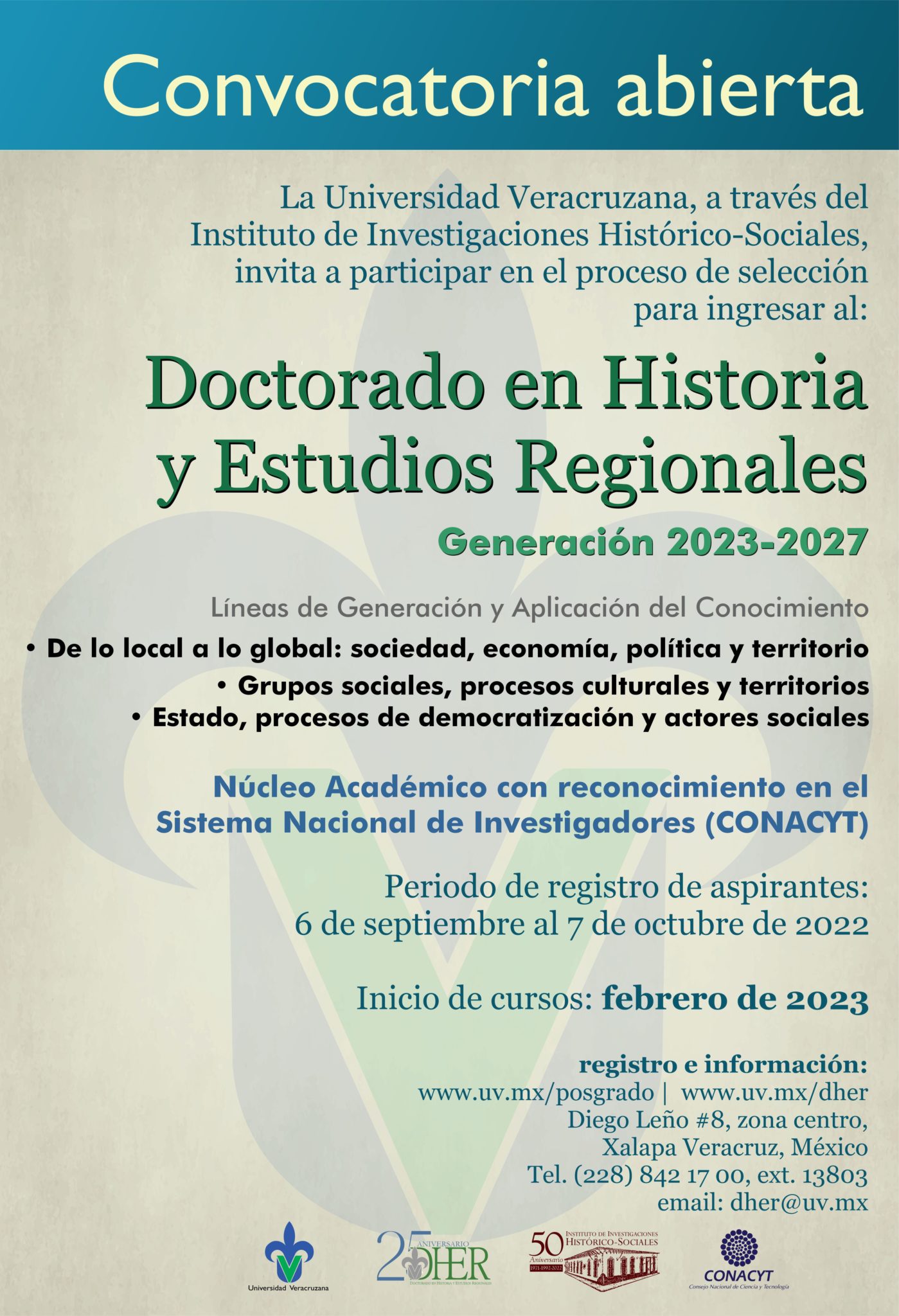 Convocatoria DHER 2022 – Doctorado en Historia y Estudios Regionales (DHER)