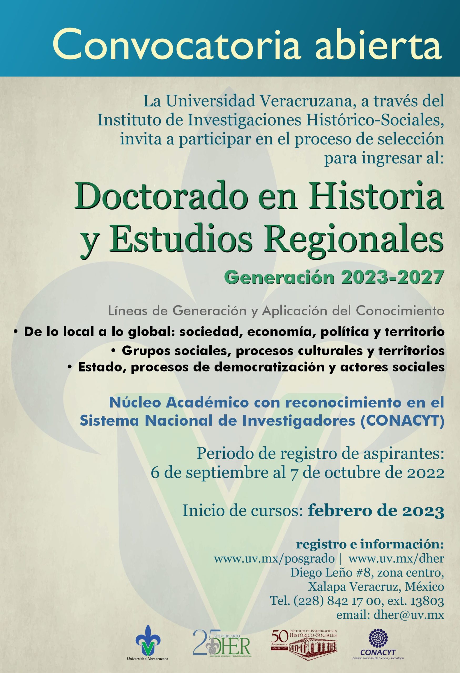 Convocatoria «Doctorado en Historia y Estudios Regionales, 2023-2027» – Instituto de ...
