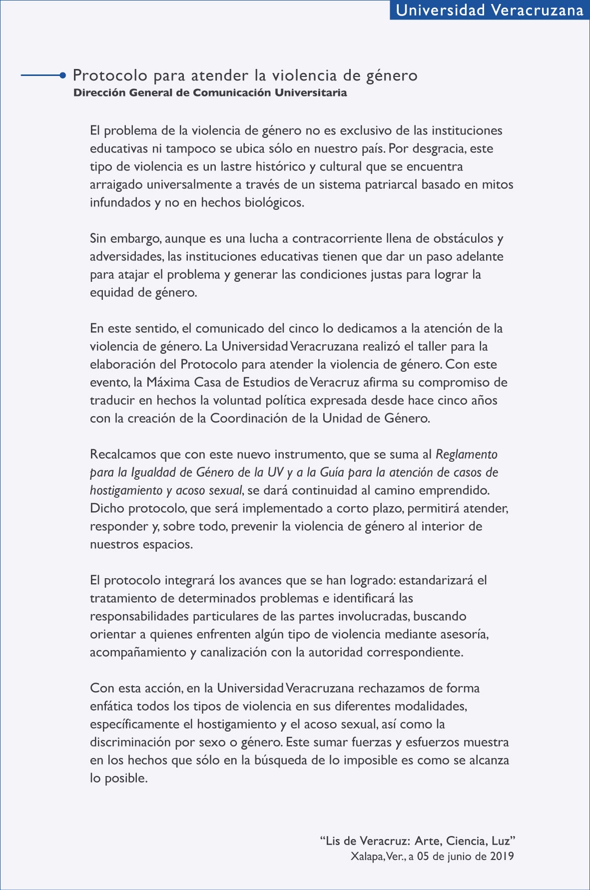 Protocolo para atender la violencia de género – DGCU