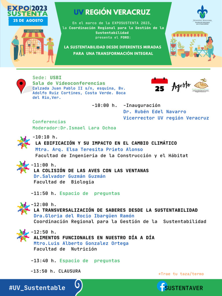 Cartelera Exposustenta UV 2023.- Región Veracruz – Coordinación Regional de Gestión para la ...