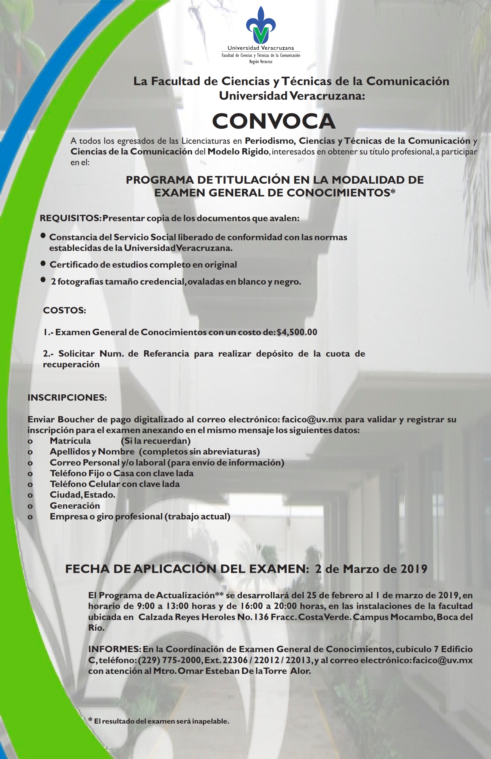 Programa de titulación en la modalidad de Examen General de Conocimientos – Facultad de Ciencias ...